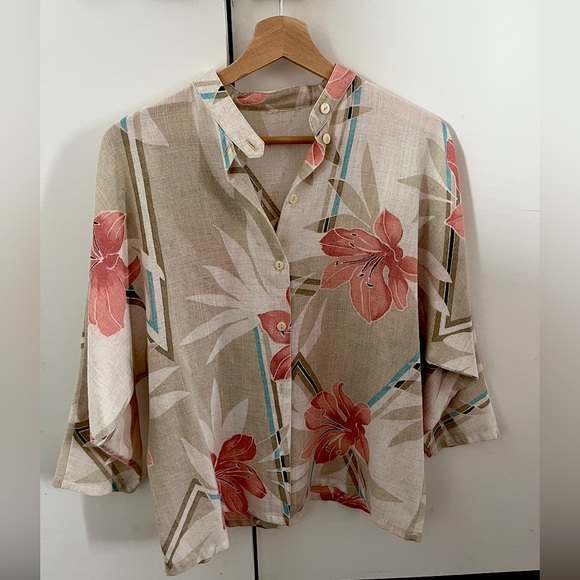 Tops | Vintage Linen Shirt | Poshmark